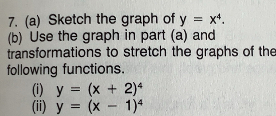 Solved: Sketch the graph of y=x^4. (b) Use the graph in part (a) and ...