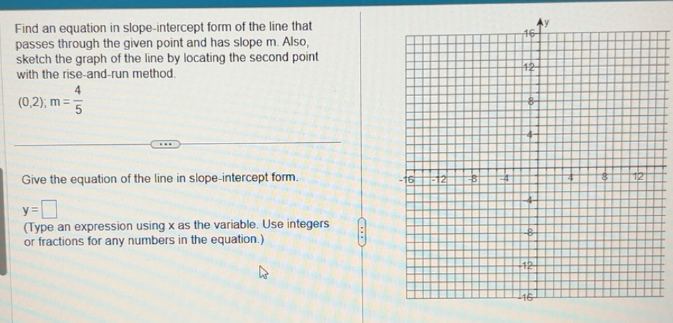 Solved: Find an equation in slope-intercept form of the line that ...