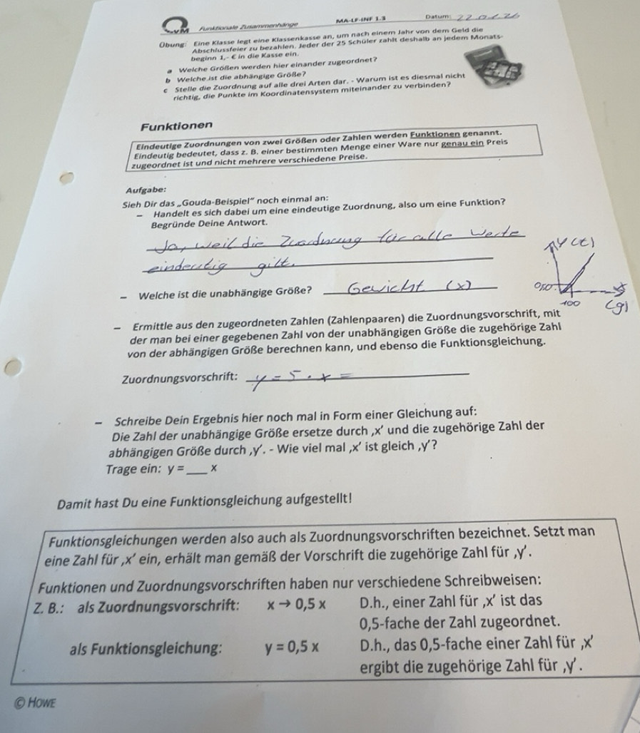 Gelöst:Funktionale Zusammenhänge MA-LF-INF 1.3 Datum Obung: Eine Klasse ...