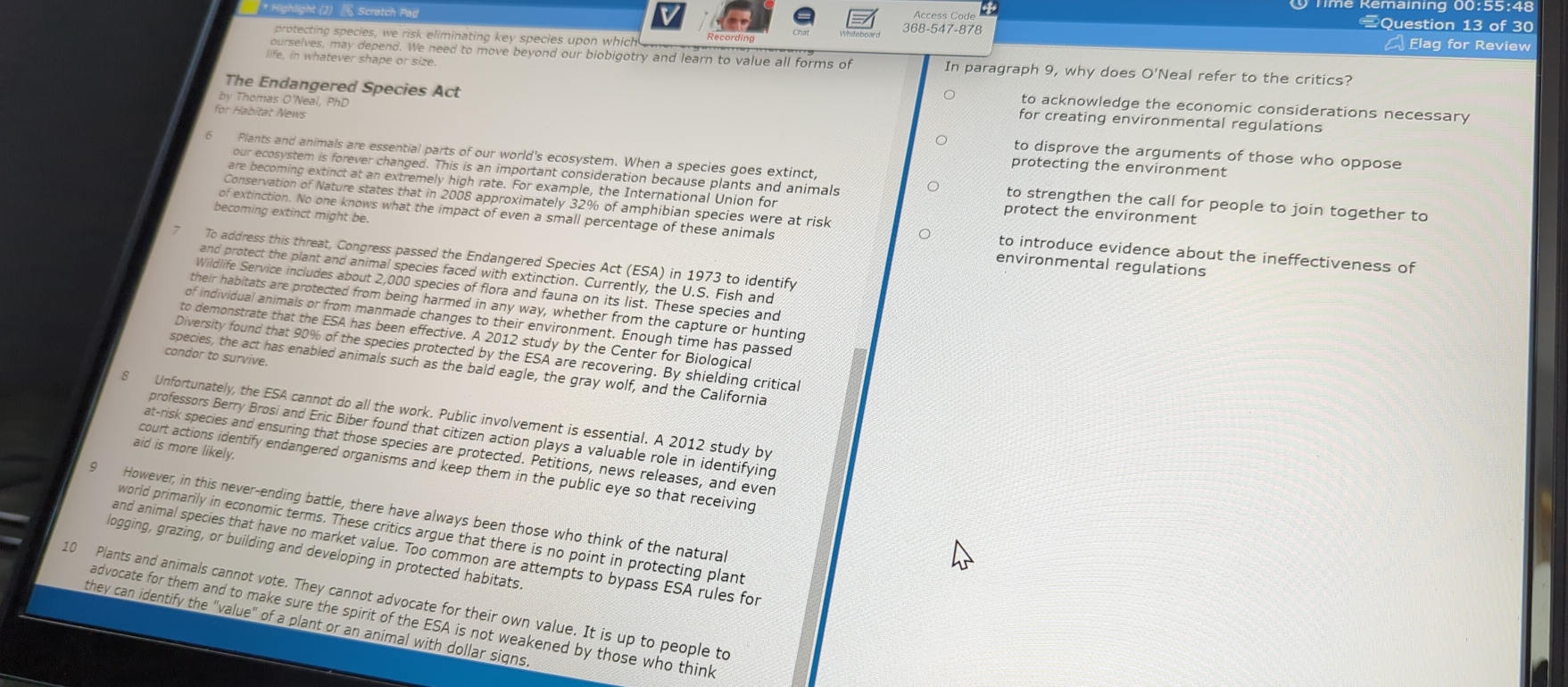 Solved: Access Code Question 13 of 30 * Highlight (2) Scratch Pad 368 ...
