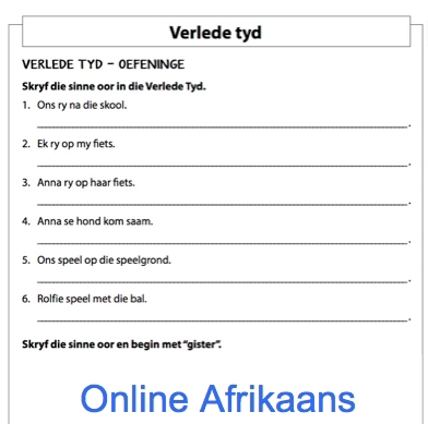 Solved: Verlede tyd VERLEDE TYD - OEFENINGE Skryf die sinne oor in die Verlede Tyd. 1. Ons ry n ...