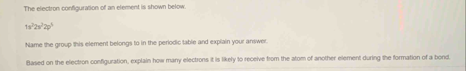 Solved: The electron configuration of an element is shown below. 1s^22s ...