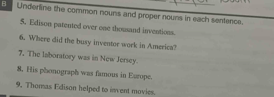 Solved: Underline the common nouns and proper nouns in each sentence. 5 ...