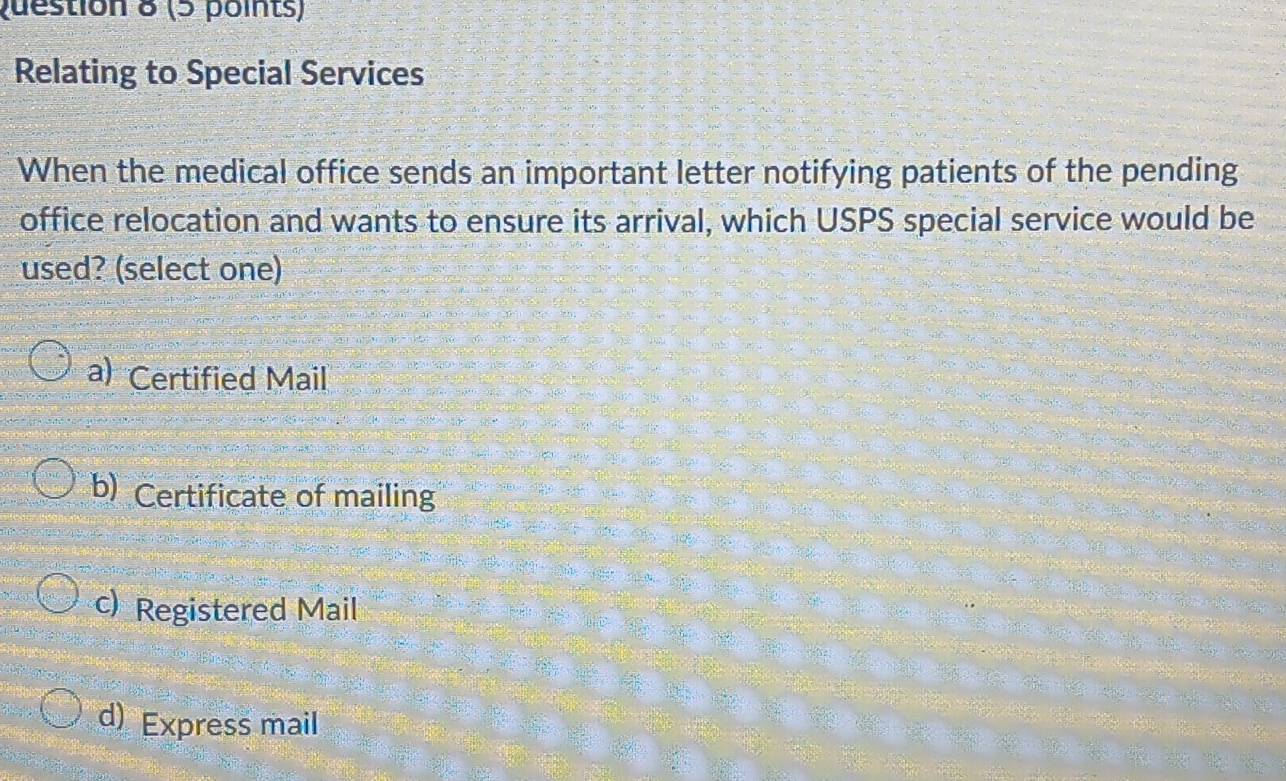 Solved: Relating to Special Services When the medical office sends an ...