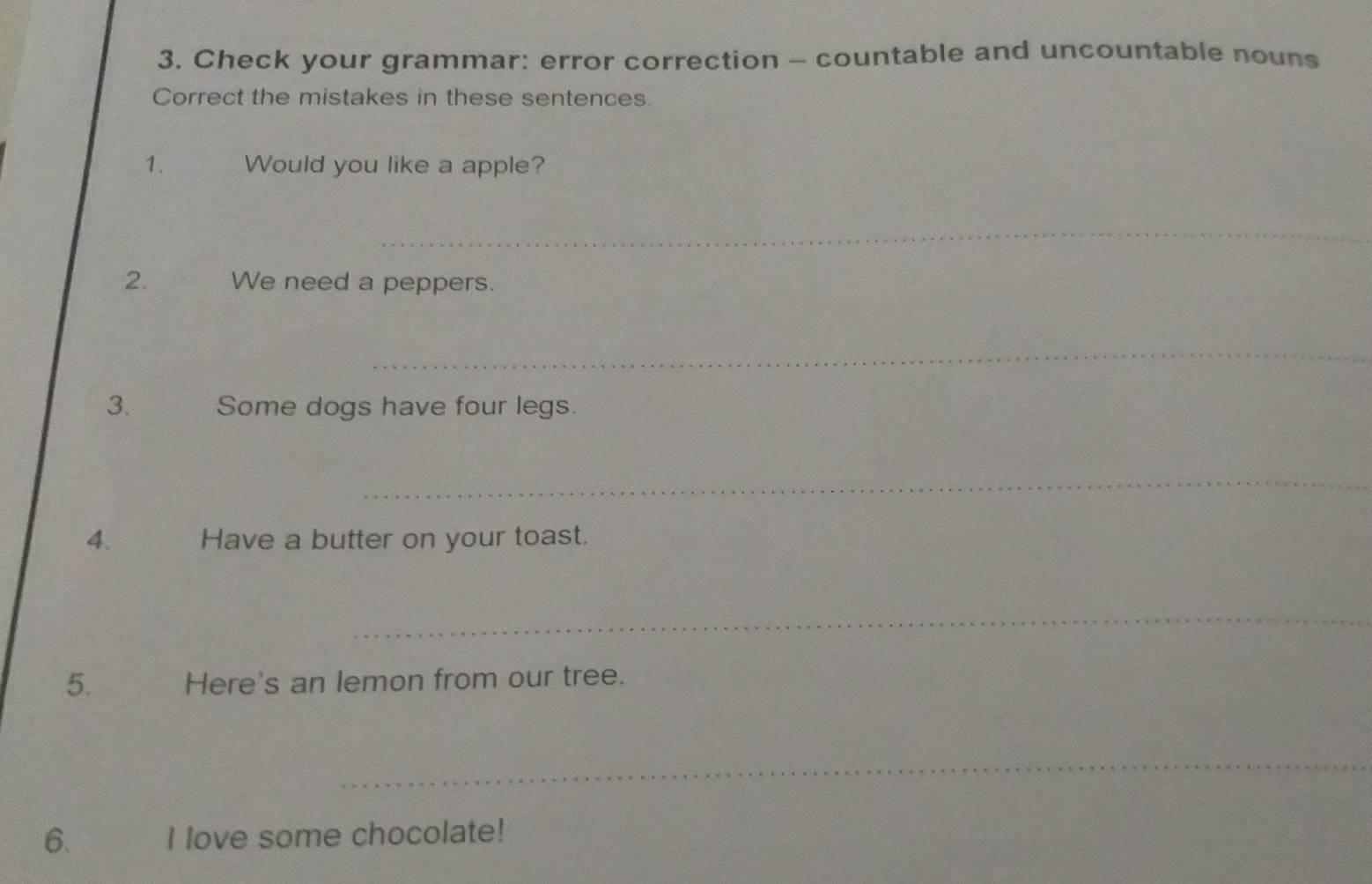 Resolvido:Check your grammar: error correction - countable and ...
