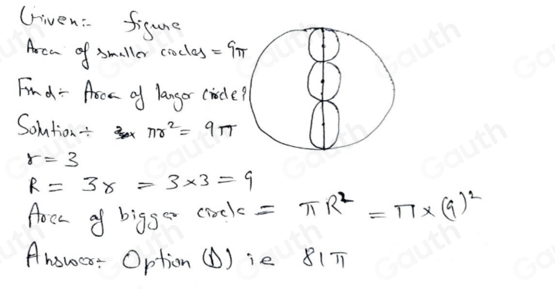 Solved: In the figure above, three congruent circles are tangent to ...