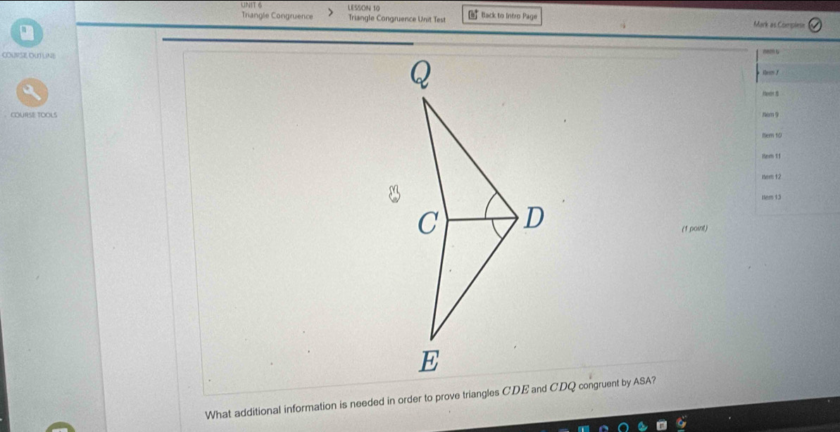 Solved: LESSON 10 Triangle Congruence Triangle Congruence Unit Test ...