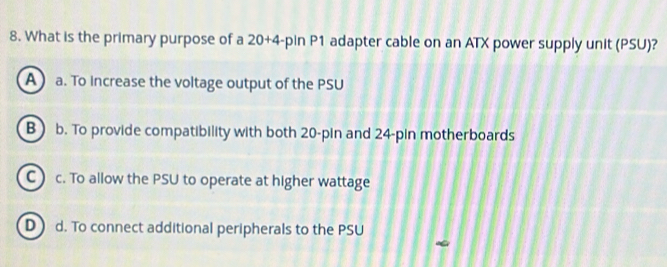 Solved: What is the primary purpose of a 20+4-pin P1 adapter cable on ...