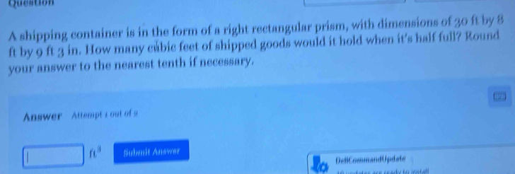 Solved: shipping container is in the form of a right rectangular prism ...