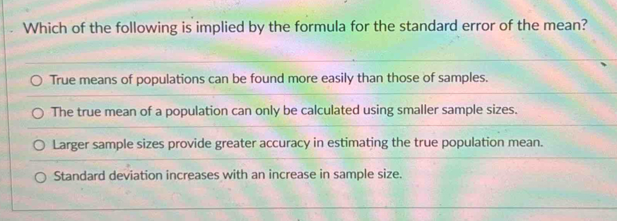 Solved: Which of the following is implied by the formula for the ...
