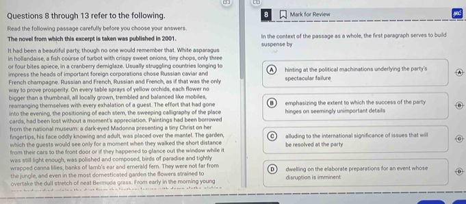 Solved: through 13 refer to the following. Mark for Review Read the ...