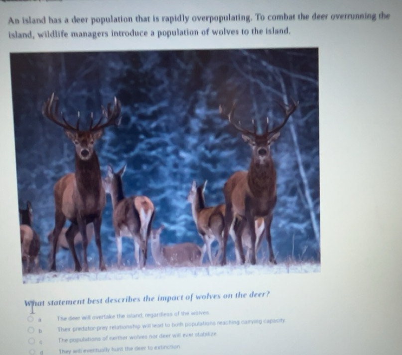 Solved: An island has a deer population that is rapidly overpopulating ...
