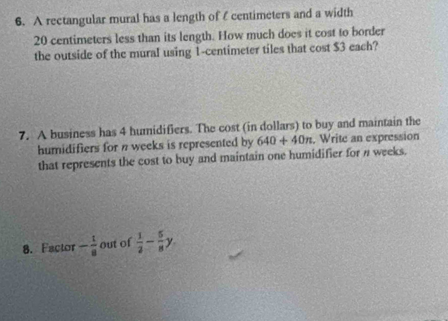 Solved: A rectangular mural has a length of centimeters and a width 20 ...