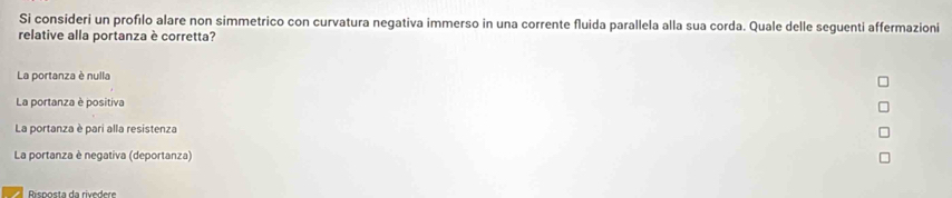 Risolto:Si consideri un profilo alare non simmetrico con curvatura ...