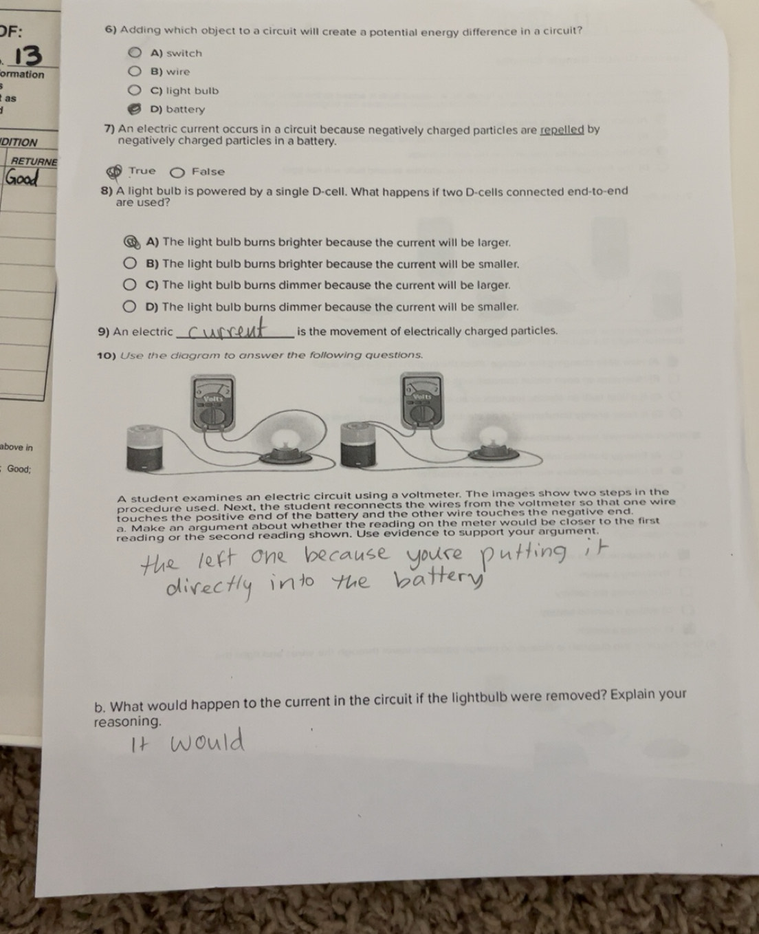 Solved: DF: 6) Adding which object to a circuit will create a potential ...