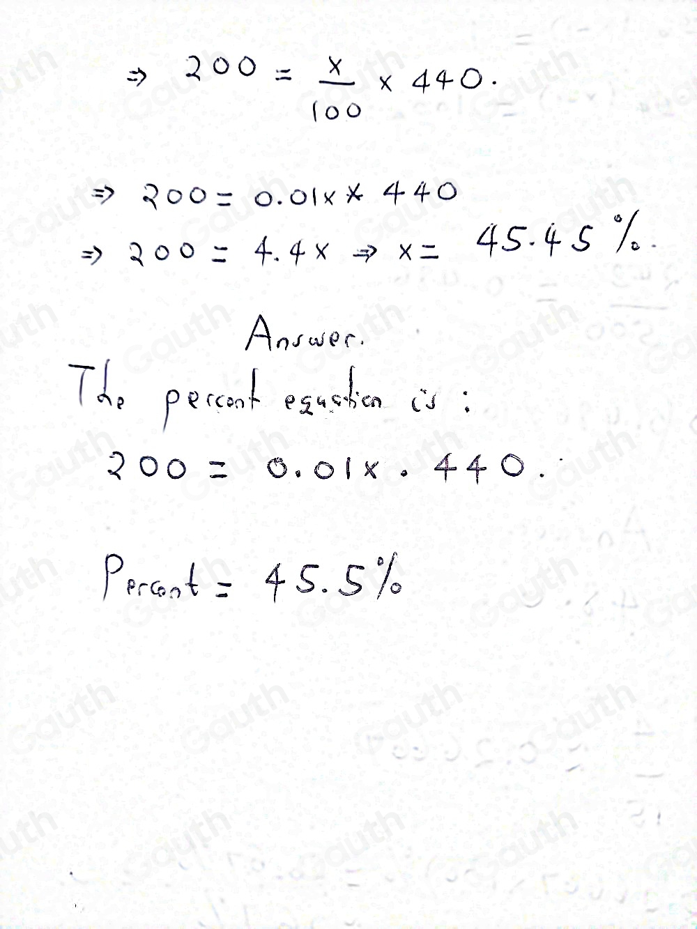 Solved: Write the percent equation in terms of x. Then solve for the ...
