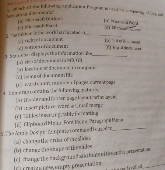 Solved: questiol 1. Which of the following application Program is used ...