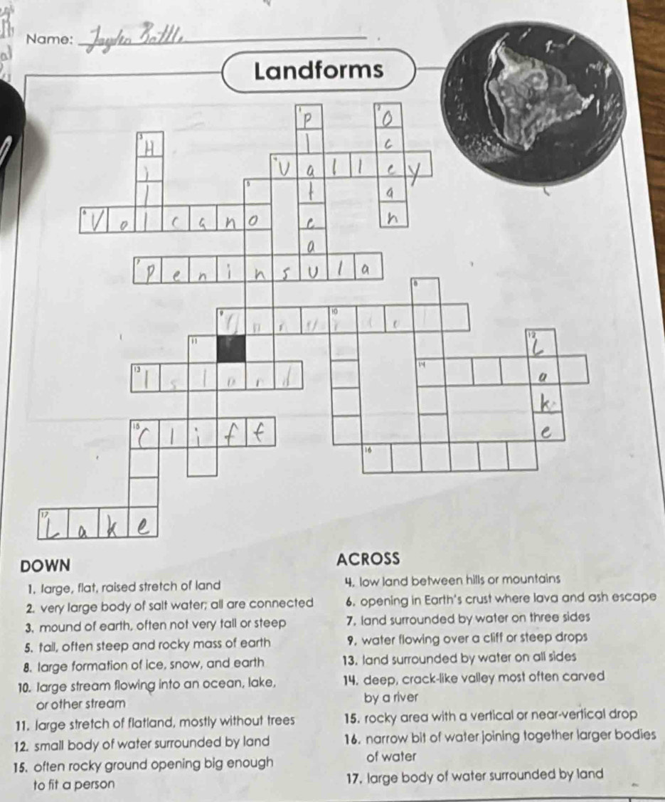 Solved: 1 2. very large body of salt water; all are connected 6 ...