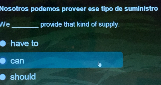 Resuelto:Nosotros podemos proveer ese tipo de suministro We _provide ...