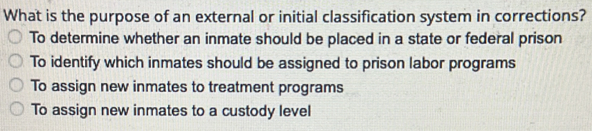Solved: What is the purpose of an external or initial classification ...