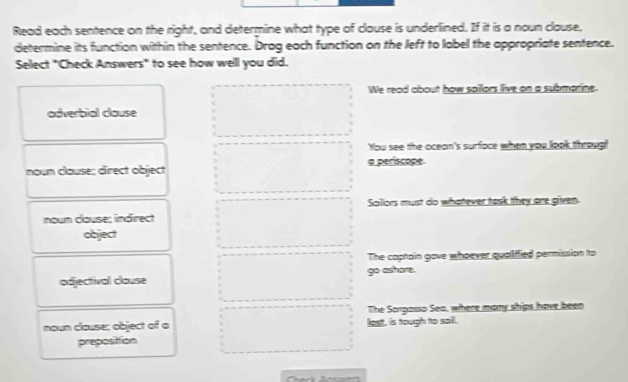 Solved: Read each sentence on the right, and determine what type of ...