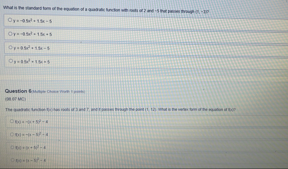 Solved: What is the standard form of the equation of a quadratic ...