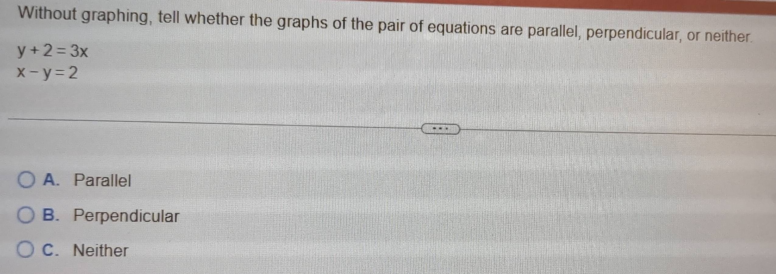 Solved: Without graphing, tell whether the graphs of the pair of equations are parallel ...