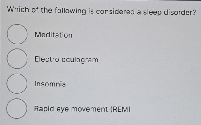 Solved: Which of the following is considered a sleep disorder ...