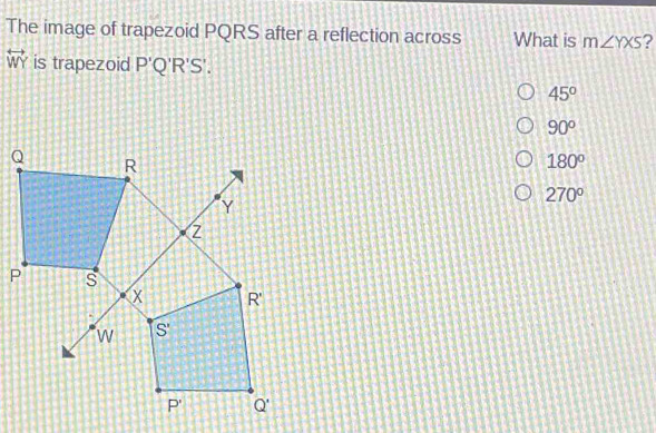 Solved: The image of trapezoid PQRS after a reflection across What is m∠ YXS 2 ...