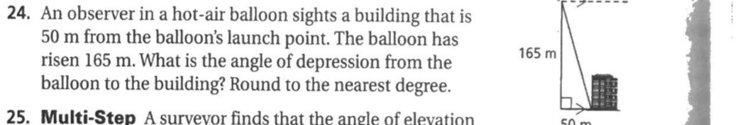 Solved: An observer in a hot-air balloon sights a building that is 50 m ...