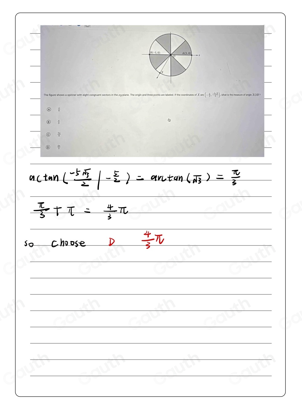 Solved: The figure shows a spinner with eight congruent sectors in the ...