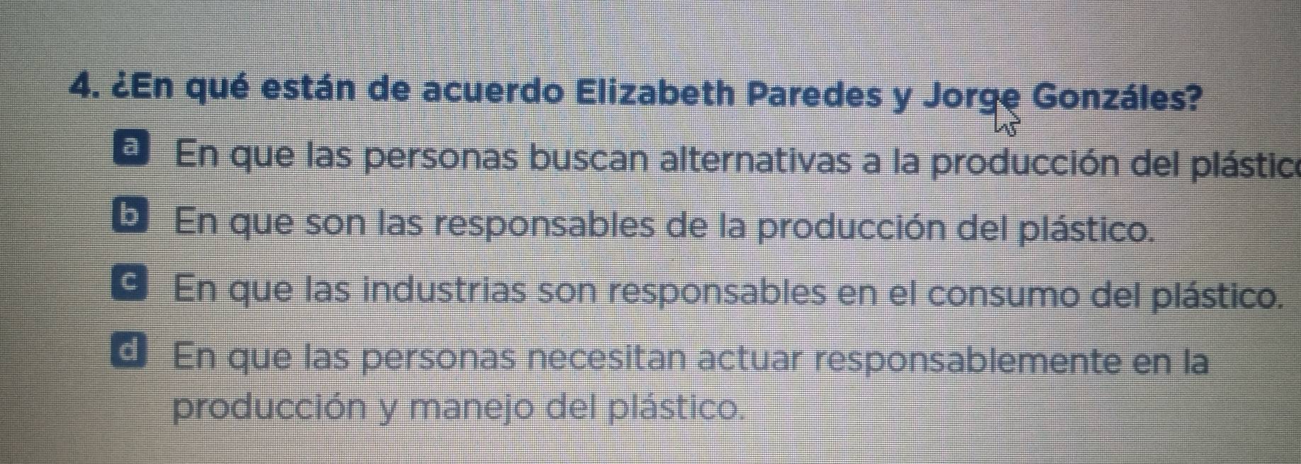 Resuelto:¿En qué están de acuerdo Elizabeth Paredes y Jorgę Gonzáles? E ...