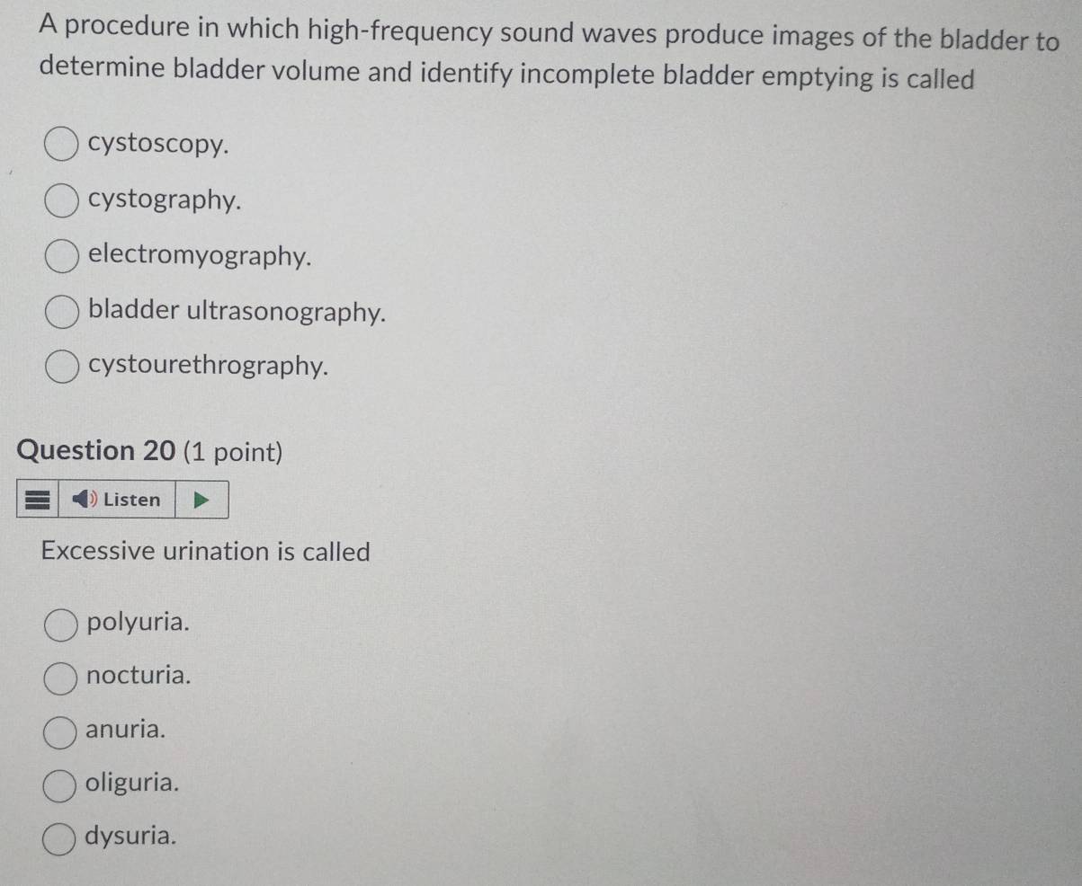 Solved: A procedure in which high-frequency sound waves produce images ...