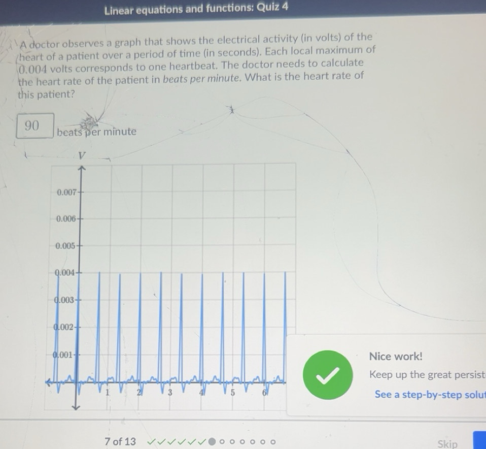 Solved: Linear equations and functions: Quiz 4 A doctor observes a ...