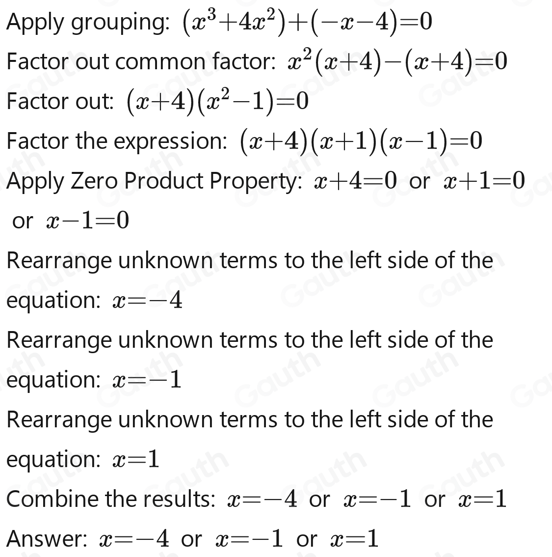Solved: Solve x^3+4x^2-x-4=0 using Rational Roots Theorem. [Math]