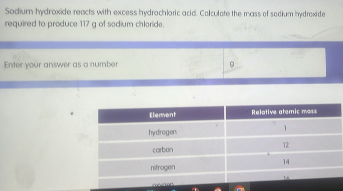 Solved: Sodium hydroxide reacts with excess hydrochloric acid ...