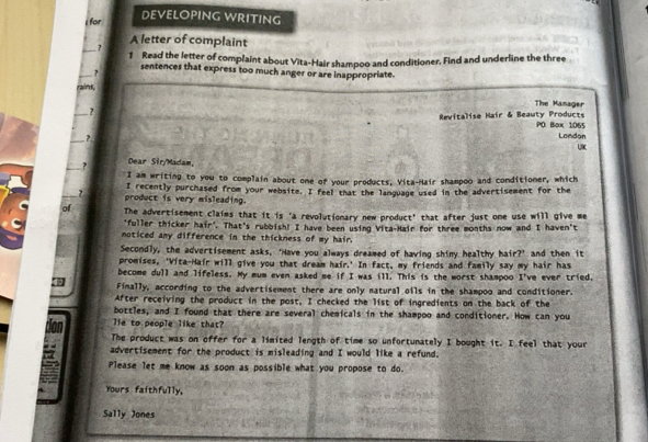 Gelöst:for DEVELOPING WRITING _ A letter of complaint 7 1 Read the ...