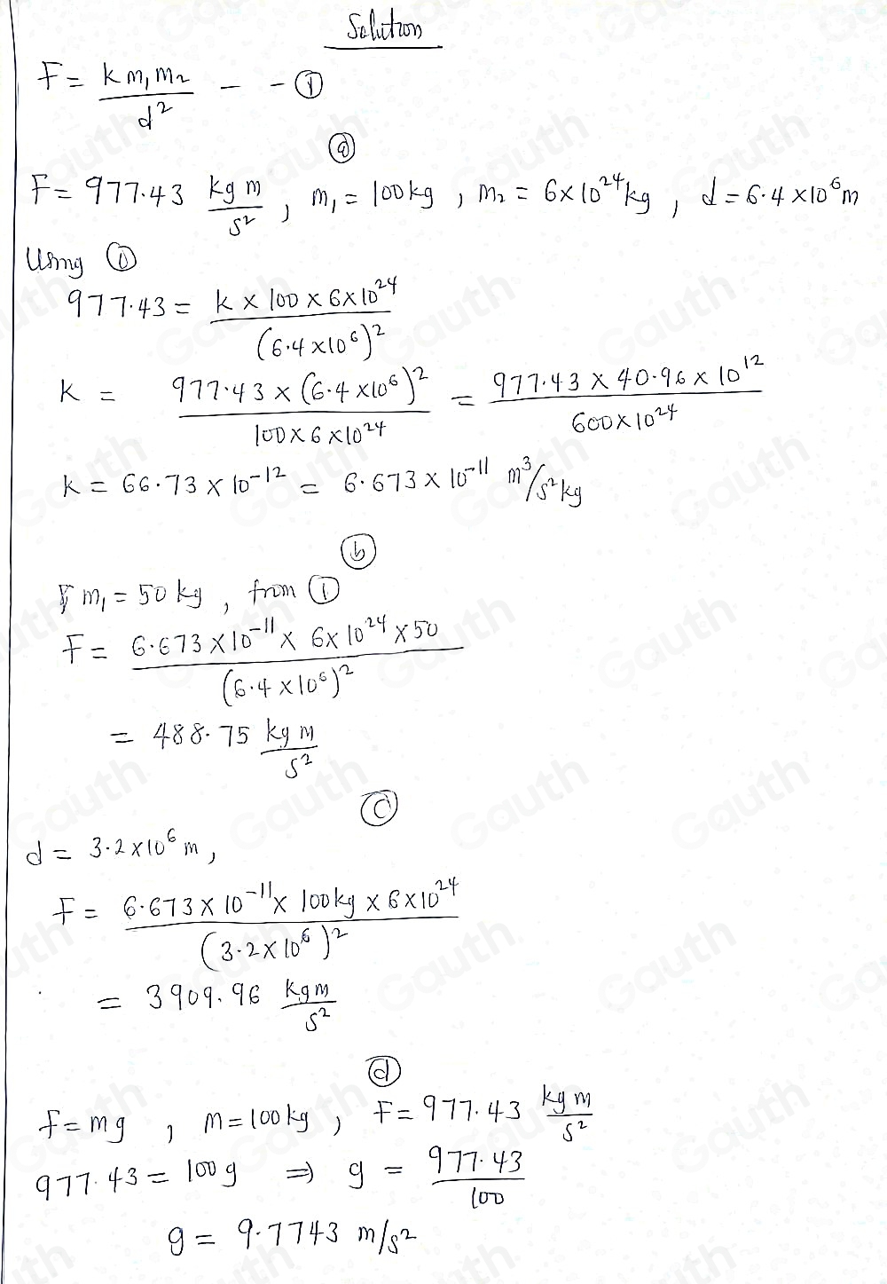 Solved: The force between objects is given by the equations F=frac km ...