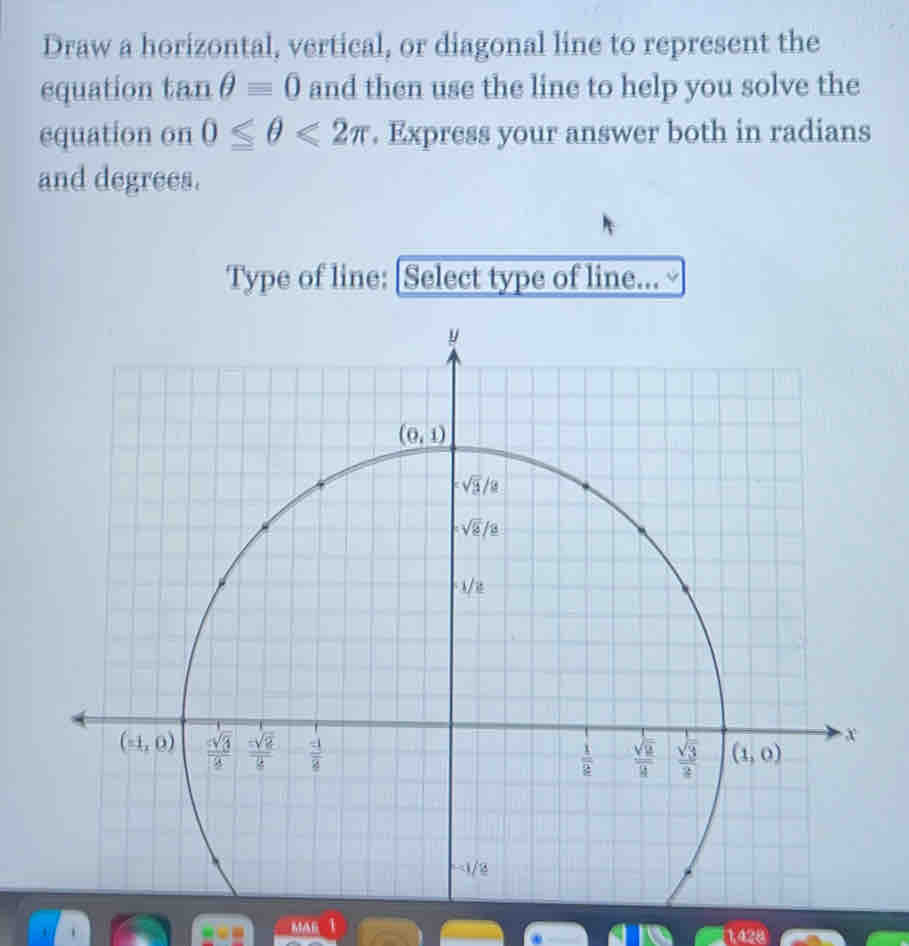 Draw a horizontal, vertical, or diagonal line to represent the equation ...