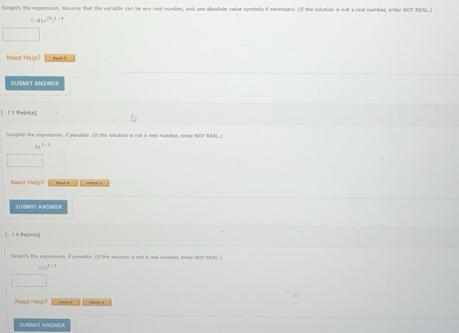 Solved: Simplify the expression. Assume that the variable can be any ...