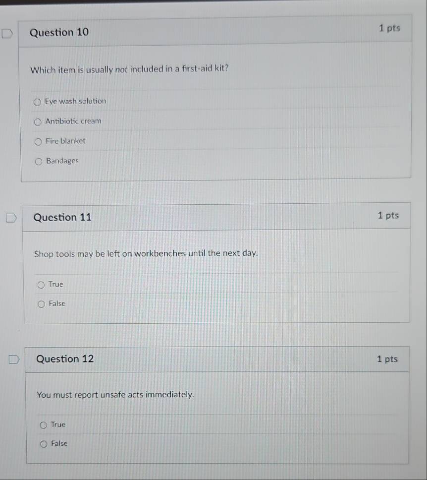 Solved: Which item is usually not included in a first-aid kit? Eye wash ...