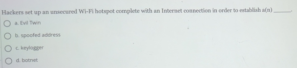 Solved: Hackers set up an unsecured Wi-Fi hotspot complete with an ...