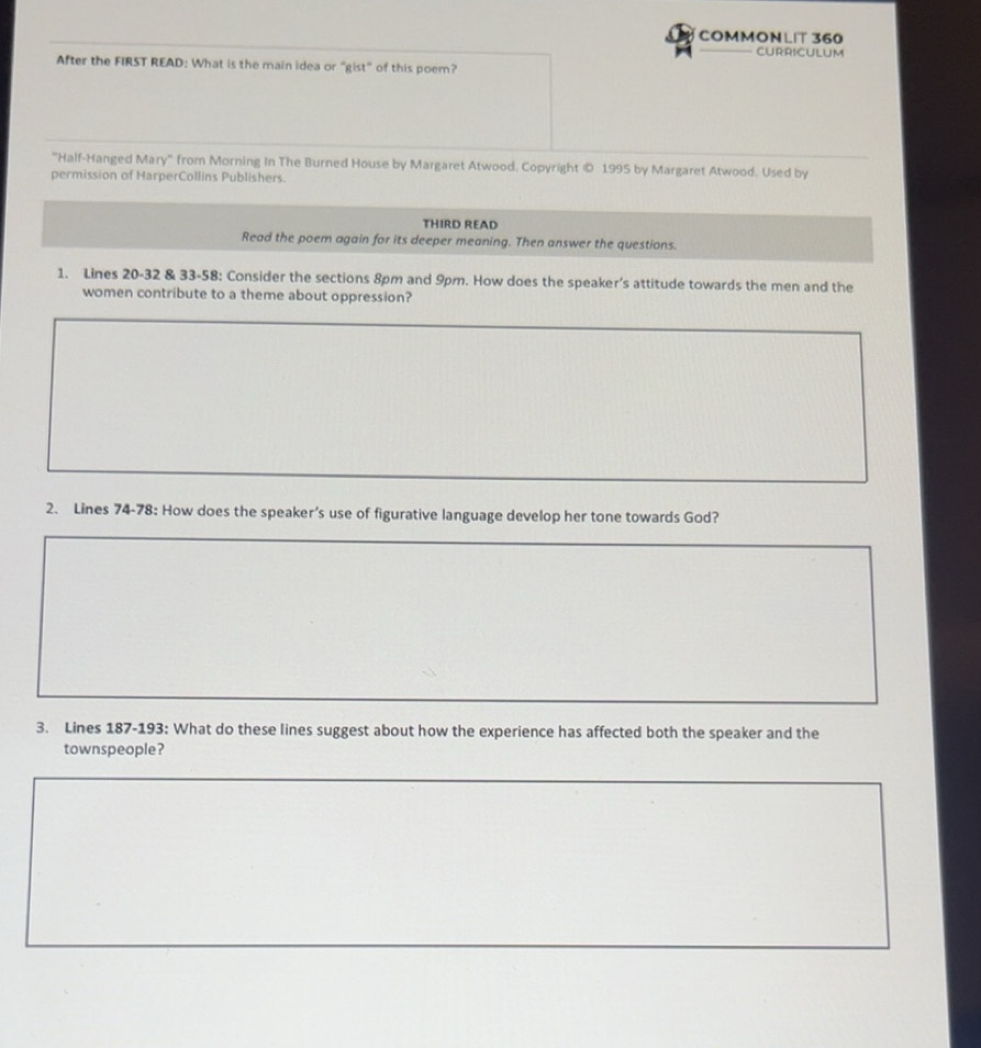 Solved: COMMONLIT 360 CURRICULUM After the FIRST READ: What is the main ...