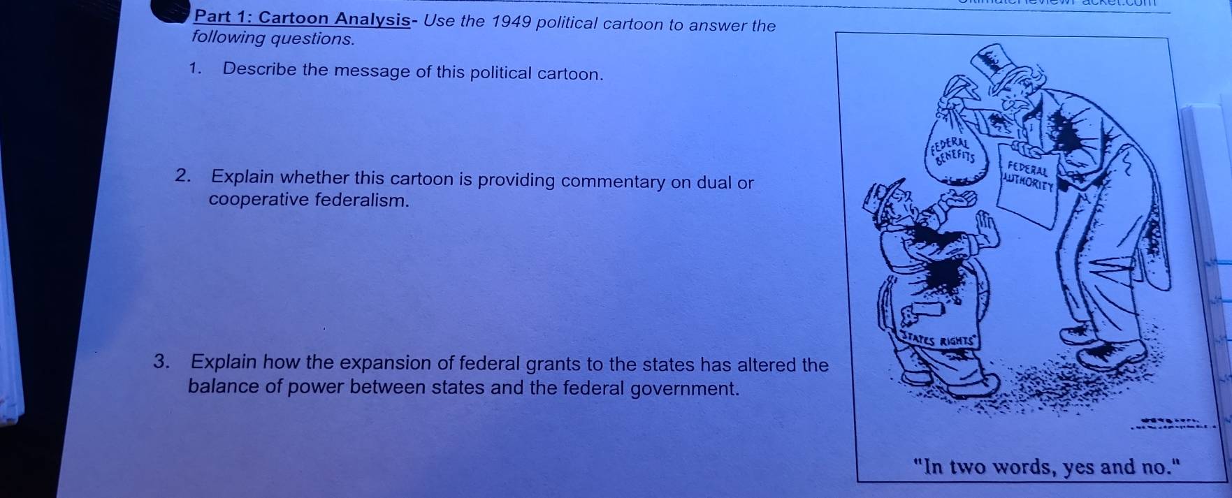 Solved: Cartoon Analysis- Use the 1949 political cartoon to answer the ...