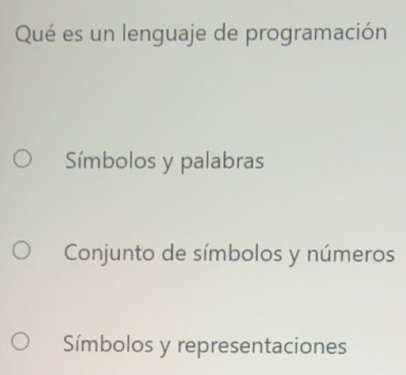 Resuelto:Qué es un lenguaje de programación Símbolos y palabras ...