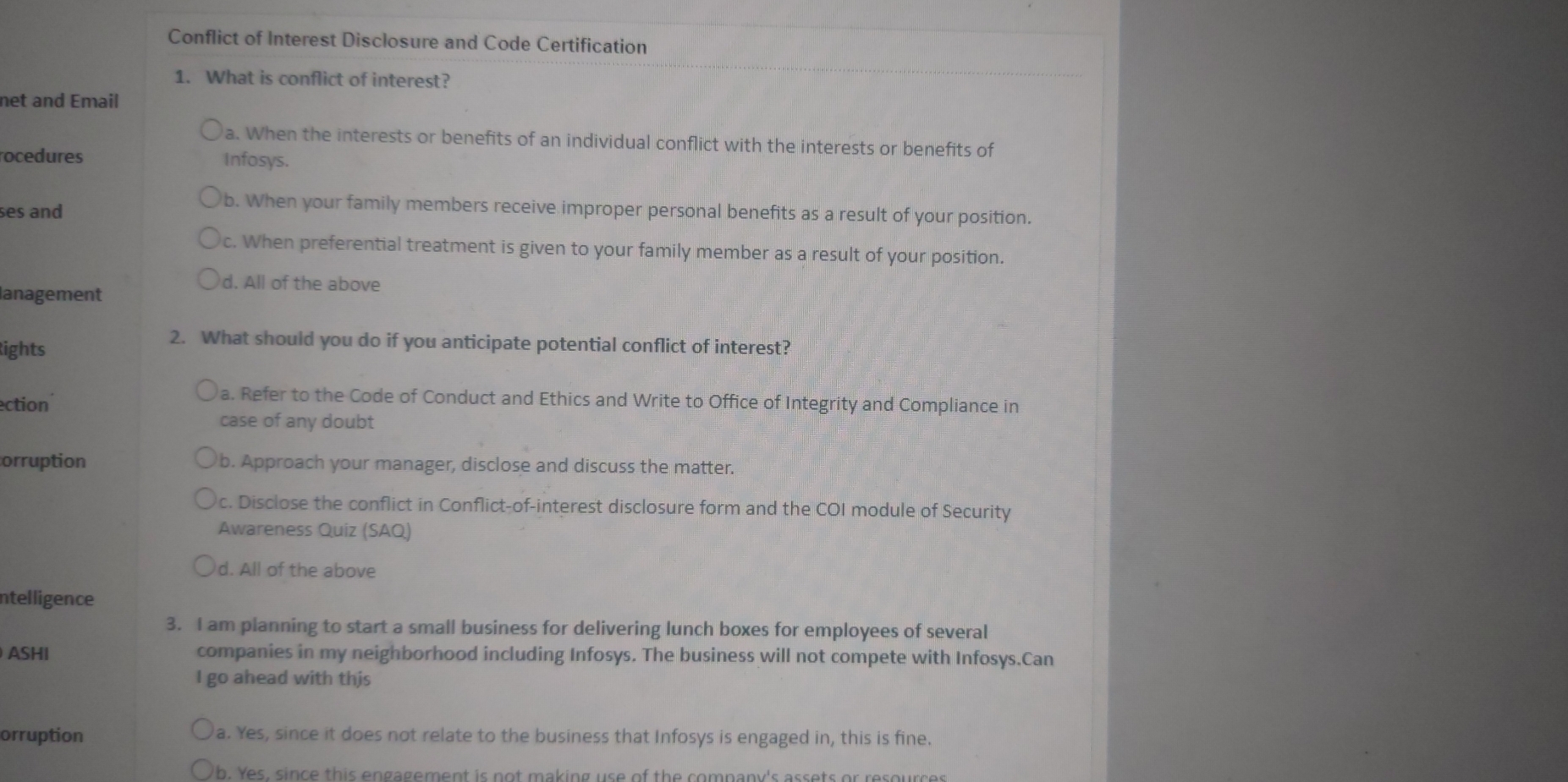 Solved: Conflict of Interest Disclosure and Code Certification 1. What ...