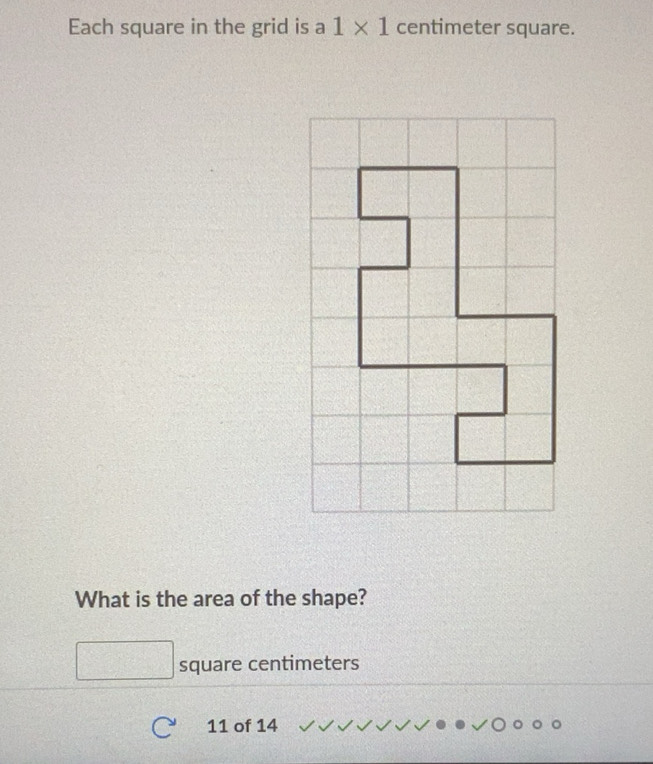 Solved: Each square in the grid is a 1* 1 centimeter square. What is ...