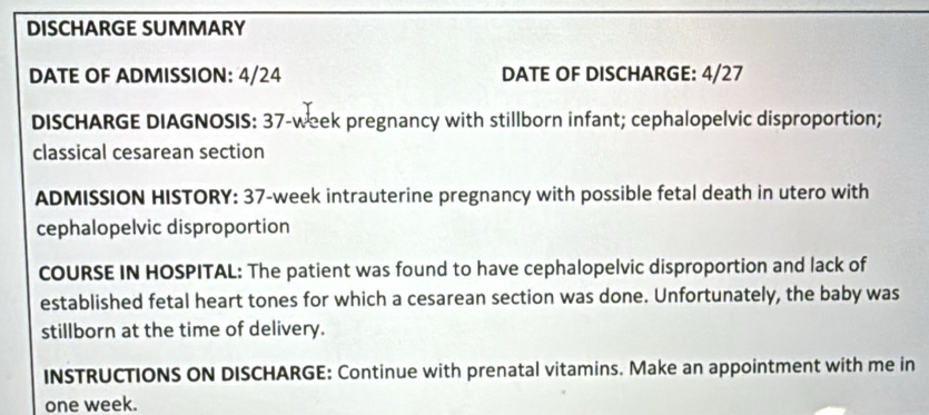 Solved: DISCHARGE SUMMARY DATE OF ADMISSION: 4/24 DATE OF DISCHARGE: 4/ ...
