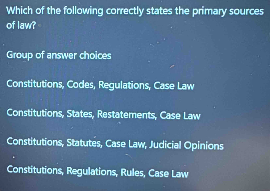 Solved: Which of the following correctly states the primary sources of ...