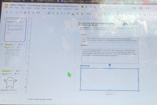 Solved: William Maloof - 7.41 Monster Mash Sexual Asexual Reproduction ...